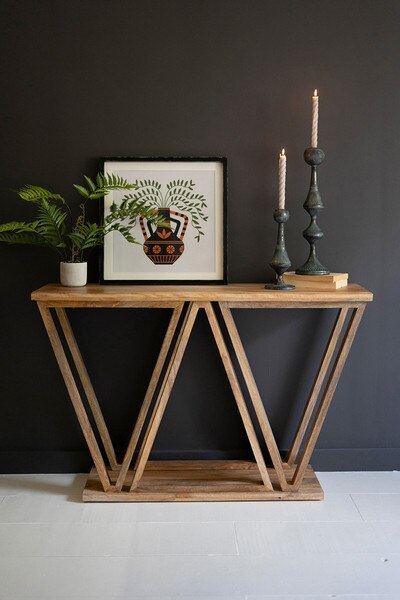 mango wood triangle console